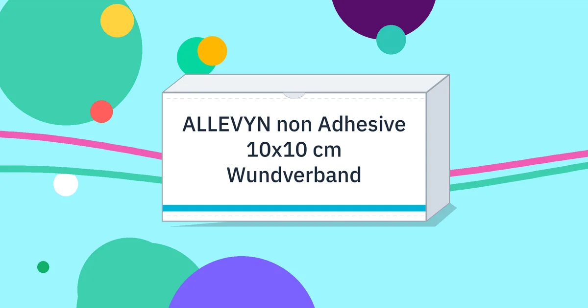 Symbolbild: Packung mit der Aufschrift ALLEVYN non Adhesive 10x10 cm Wundverband (PZN 01131017) – Verfügbarkeit und Bezug in Apotheken in Frankfurt am Main