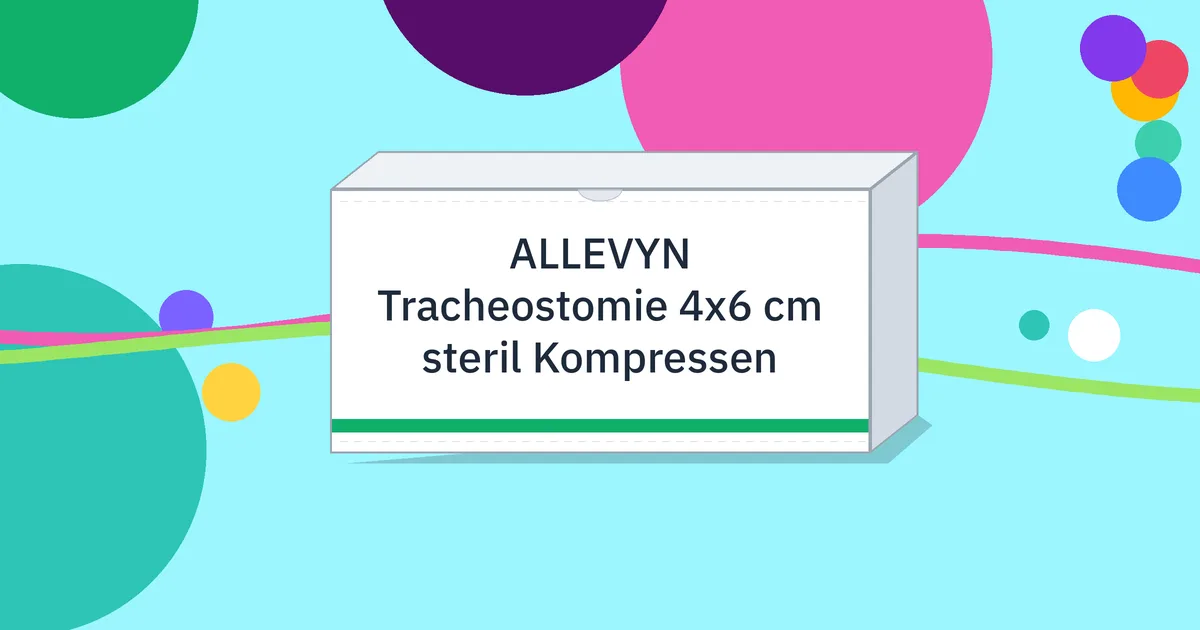 Symbolbild: Packung mit der Aufschrift ALLEVYN Tracheostomie 4x6 cm steril Kompressen (PZN 01493298) – Verfügbarkeit und Bezug in Apotheken in Frankfurt am Main
