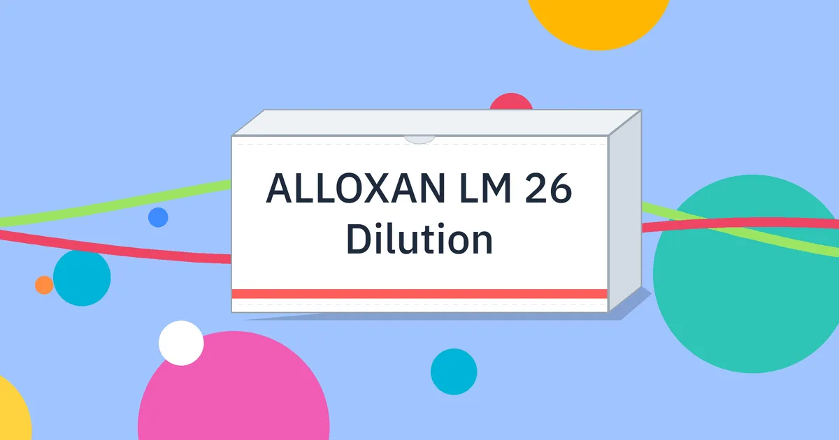 Symbolbild: Packung mit der Aufschrift ALLOXAN LM 26 Dilution (PZN 13312184) – Verfügbarkeit und Bezug in Apotheken in Frankfurt am Main