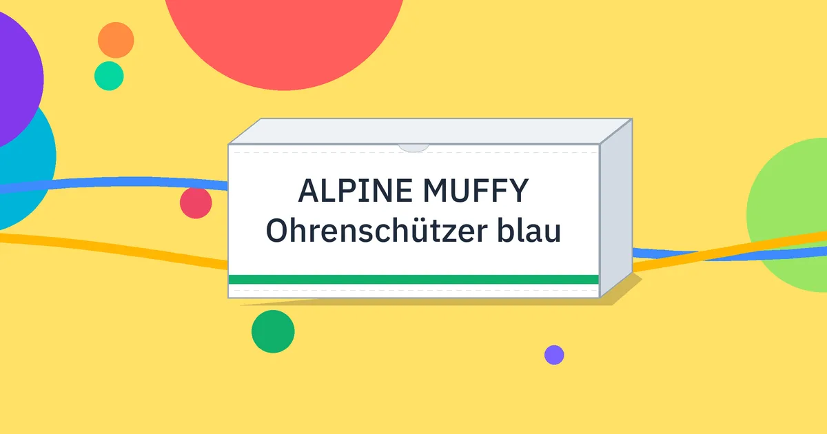 Symbolbild: Packung mit der Aufschrift ALPINE MUFFY Ohrenschützer blau (PZN 13925969) – Verfügbarkeit und Bezug in Apotheken in Frankfurt am Main