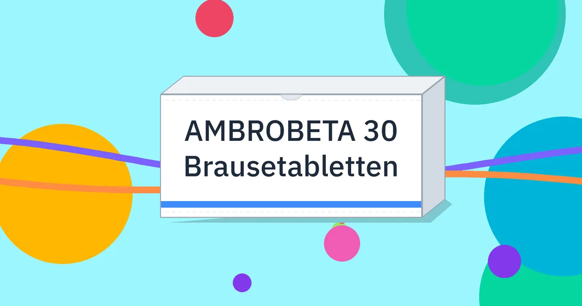 Symbolbild: Packung mit der Aufschrift AMBROBETA 30 Brausetabletten (PZN 07522782) – Verfügbarkeit und Bezug in Apotheken in Frankfurt am Main