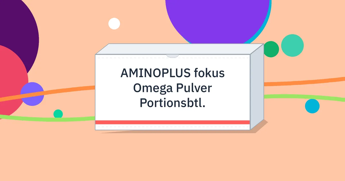 Symbolbild: Packung mit der Aufschrift AMINOPLUS fokus Omega Pulver Portionsbtl. (PZN 17836659) – Verfügbarkeit und Bezug in Apotheken in Frankfurt am Main
