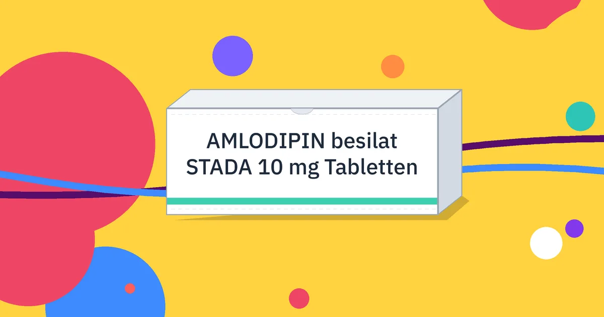 Symbolbild: Packung mit der Aufschrift AMLODIPIN besilat STADA 10 mg Tabletten (PZN 11105601) – Verfügbarkeit und Bezug in Apotheken in Frankfurt am Main