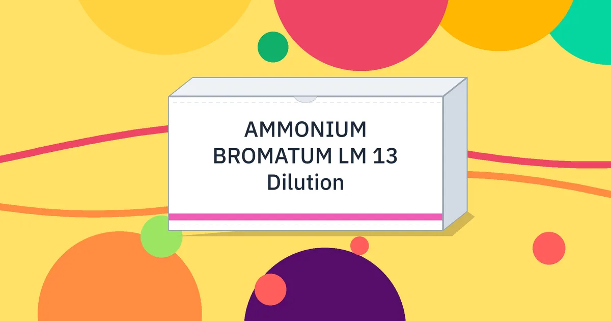 Symbolbild: Packung mit der Aufschrift AMMONIUM BROMATUM LM 13 Dilution (PZN 13320404) – Verfügbarkeit und Bezug in Apotheken in Frankfurt am Main
