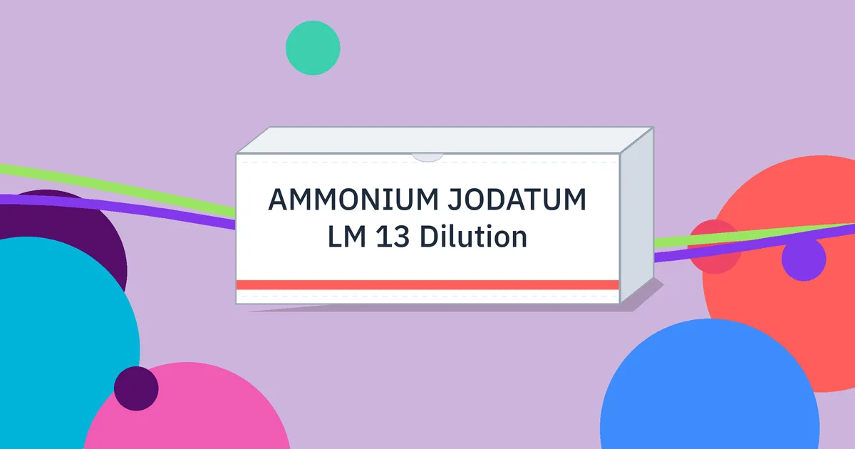 Symbolbild: Packung mit der Aufschrift AMMONIUM JODATUM LM 13 Dilution (PZN 13321349) – Verfügbarkeit und Bezug in Apotheken in Frankfurt am Main