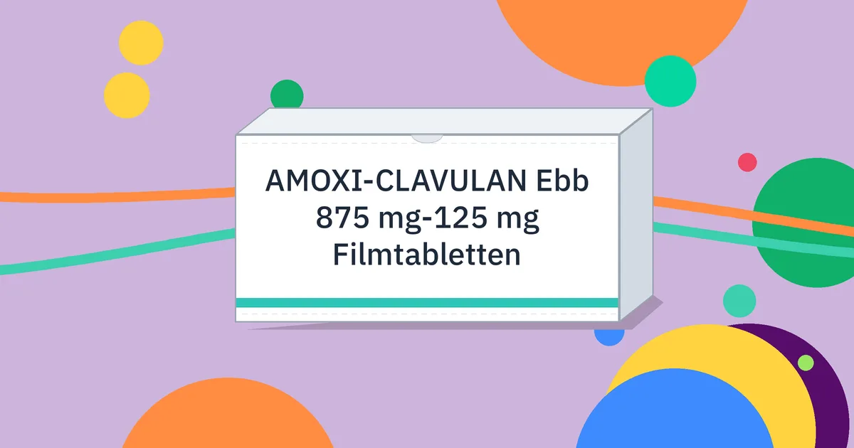 Symbolbild: Packung mit der Aufschrift AMOXI-CLAVULAN Ebb 875 mg-125 mg Filmtabletten (PZN 19979647) – Verfügbarkeit und Bezug in Apotheken in Frankfurt am Main