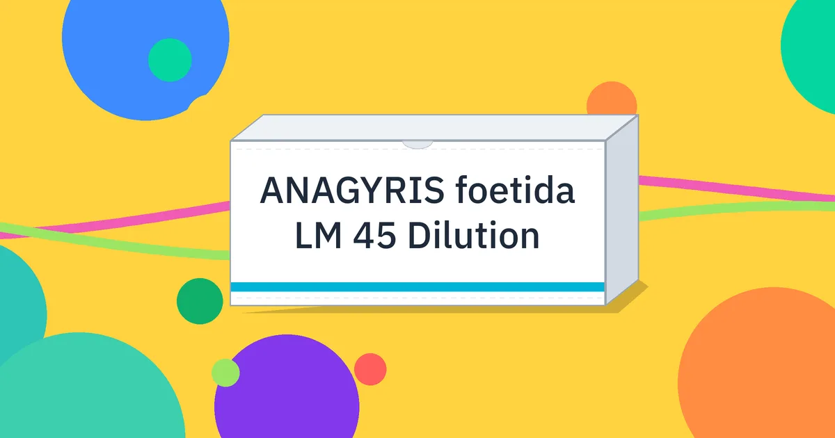 Symbolbild: Packung mit der Aufschrift ANAGYRIS foetida LM 45 Dilution (PZN 13328587) – Verfügbarkeit und Bezug in Apotheken in Frankfurt am Main