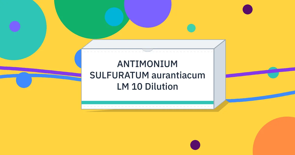 Symbolbild: Packung mit der Aufschrift ANTIMONIUM SULFURATUM aurantiacum LM 10 Dilution (PZN 13375322) – Verfügbarkeit und Bezug in Apotheken in Frankfurt am Main