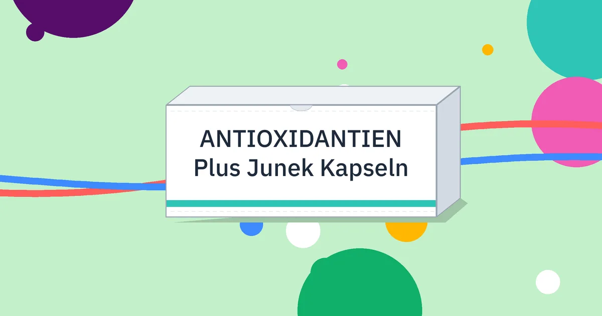 Symbolbild: Packung mit der Aufschrift ANTIOXIDANTIEN Plus Junek Kapseln (PZN 00136159) – Verfügbarkeit und Bezug in Apotheken in Frankfurt am Main