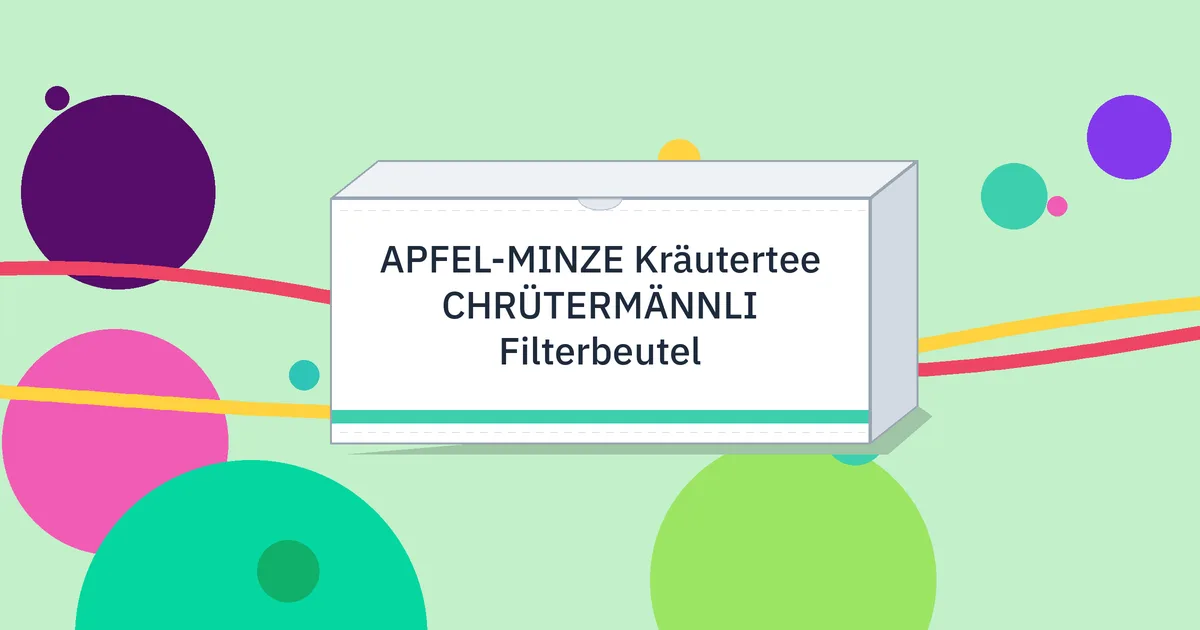Symbolbild: Packung mit der Aufschrift APFEL-MINZE Kräutertee CHRÜTERMÄNNLI Filterbeutel (PZN 11011633) – Verfügbarkeit und Bezug in Apotheken in Frankfurt am Main
