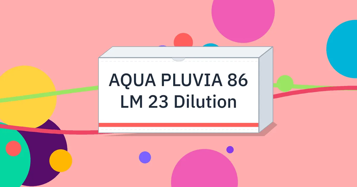 Symbolbild: Packung mit der Aufschrift AQUA PLUVIA 86 LM 23 Dilution (PZN 12766552) – Verfügbarkeit und Bezug in Apotheken in Frankfurt am Main