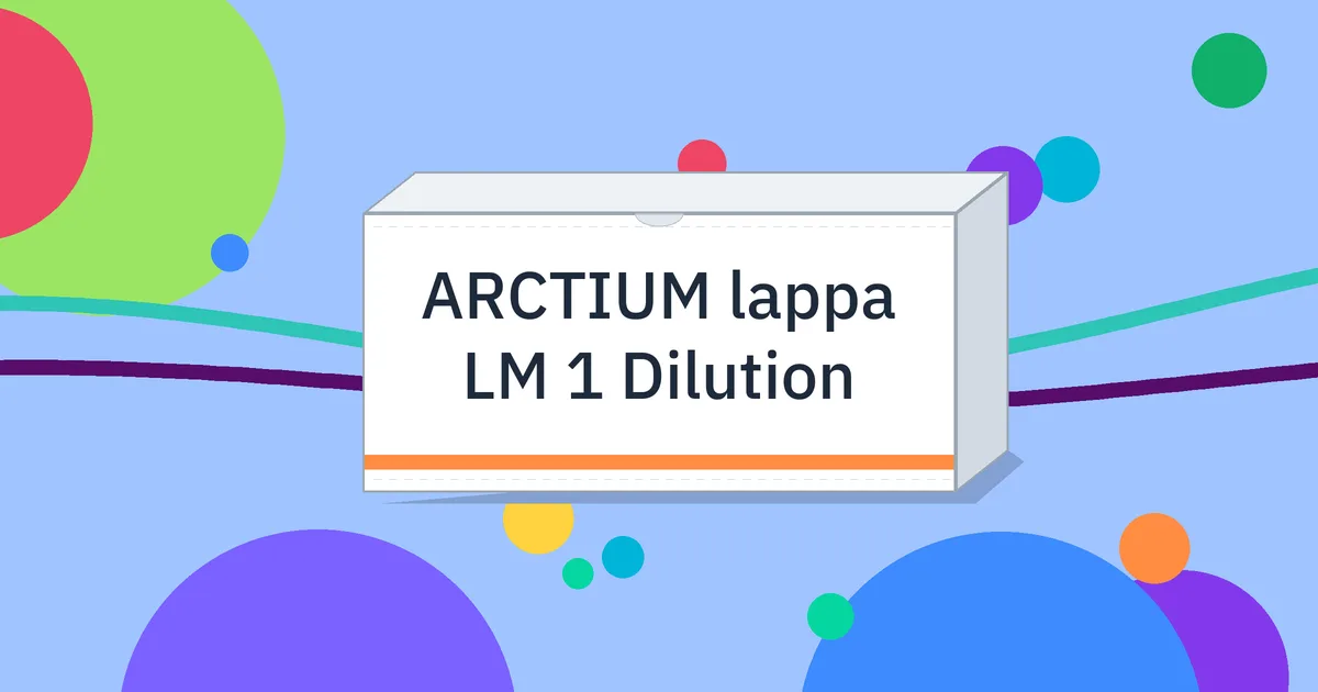 Symbolbild: Packung mit der Aufschrift ARCTIUM lappa LM 1 Dilution (PZN 13387265) – Verfügbarkeit und Bezug in Apotheken in Frankfurt am Main