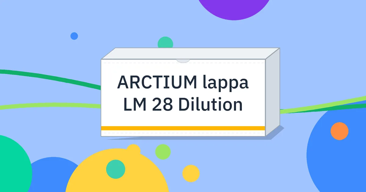 Symbolbild: Packung mit der Aufschrift ARCTIUM lappa LM 28 Dilution (PZN 13387928) – Verfügbarkeit und Bezug in Apotheken in Frankfurt am Main