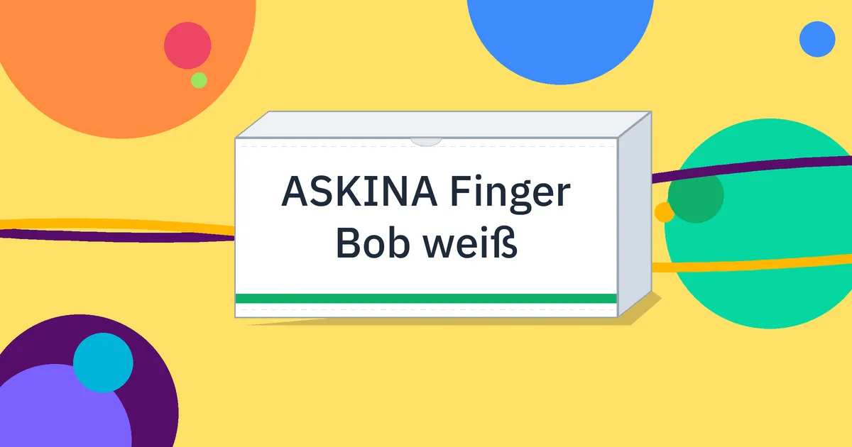 Symbolbild: Packung mit der Aufschrift ASKINA Finger Bob weiß (PZN 17902310) – Verfügbarkeit und Bezug in Apotheken in Frankfurt am Main