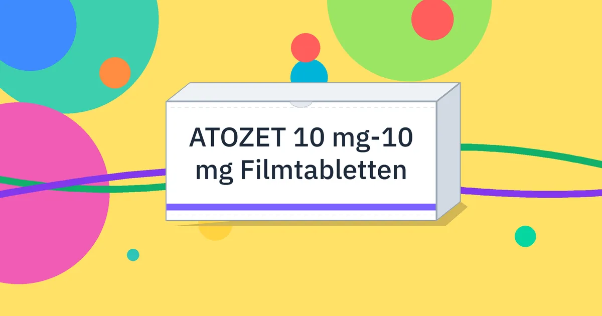 Symbolbild: Packung mit der Aufschrift ATOZET 10 mg-10 mg Filmtabletten (PZN 10538261) – Verfügbarkeit und Bezug in Apotheken in Frankfurt am Main