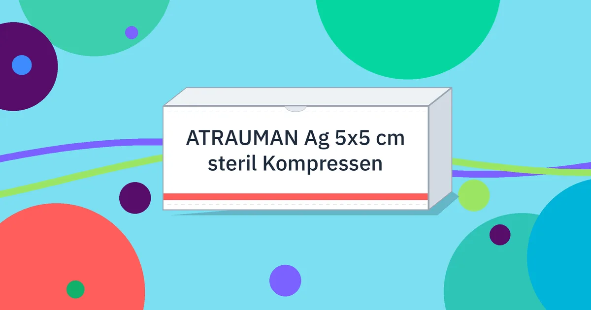 Symbolbild: Packung mit der Aufschrift ATRAUMAN Ag 5x5 cm steril Kompressen (PZN 17381006) – Verfügbarkeit und Bezug in Apotheken in Frankfurt am Main