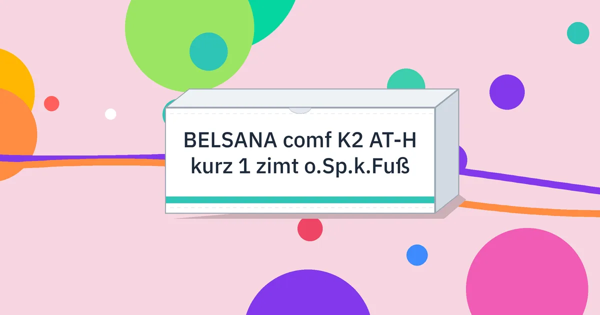 Symbolbild: Packung mit der Aufschrift BELSANA comf K2 AT-H kurz 1 zimt o.Sp.k.Fuß (PZN 12328160) – Verfügbarkeit und Bezug in Apotheken in Frankfurt am Main