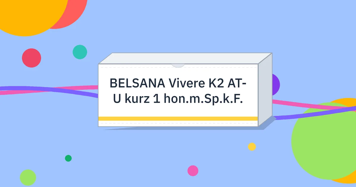 Symbolbild: Packung mit der Aufschrift BELSANA Vivere K2 AT-U kurz 1 hon.m.Sp.k.F. (PZN 08535290) – Verfügbarkeit und Bezug in Apotheken in Frankfurt am Main