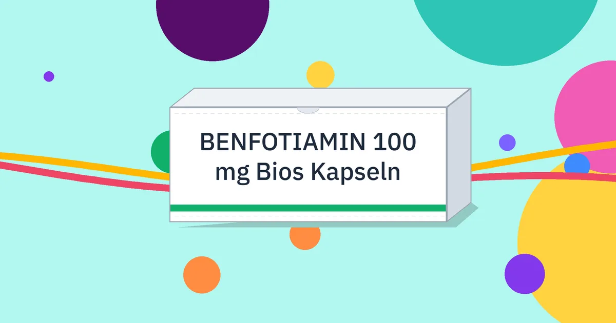 Symbolbild: Packung mit der Aufschrift BENFOTIAMIN 100 mg Bios Kapseln (PZN 16912743) – Verfügbarkeit und Bezug in Apotheken in Frankfurt am Main