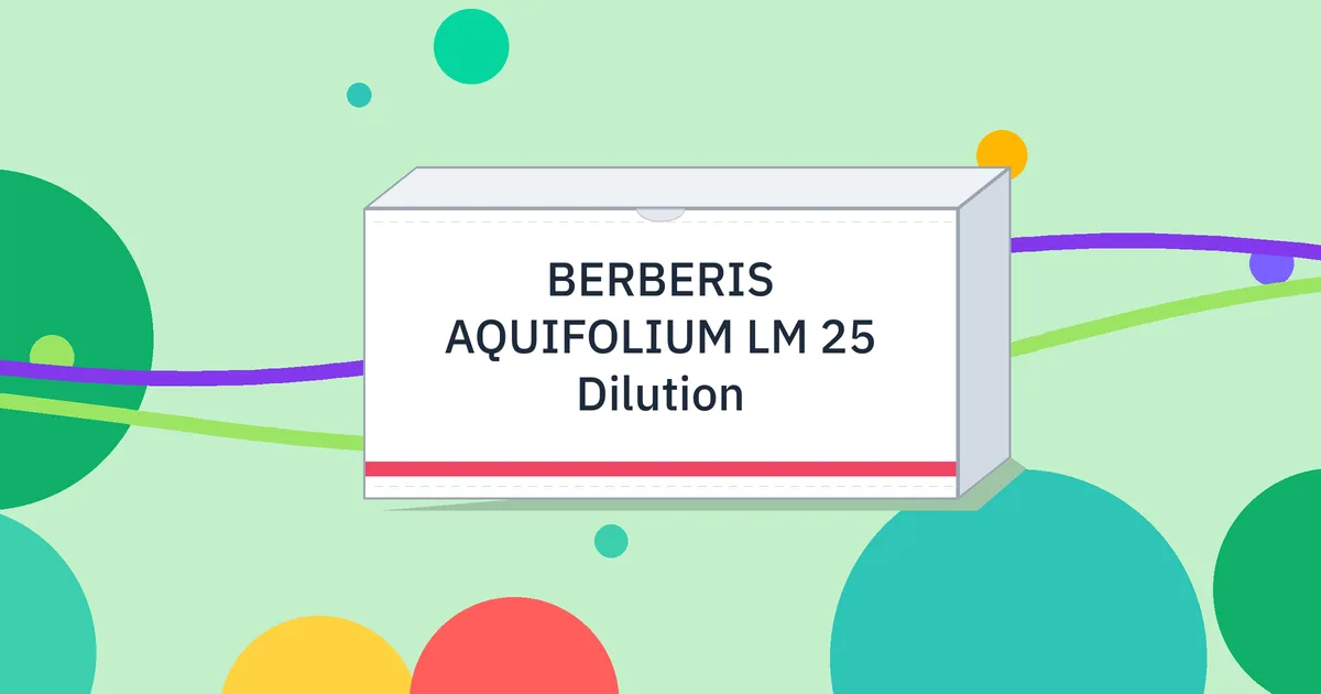 Symbolbild: Packung mit der Aufschrift BERBERIS AQUIFOLIUM LM 25 Dilution (PZN 13383511) – Verfügbarkeit und Bezug in Apotheken in Frankfurt am Main
