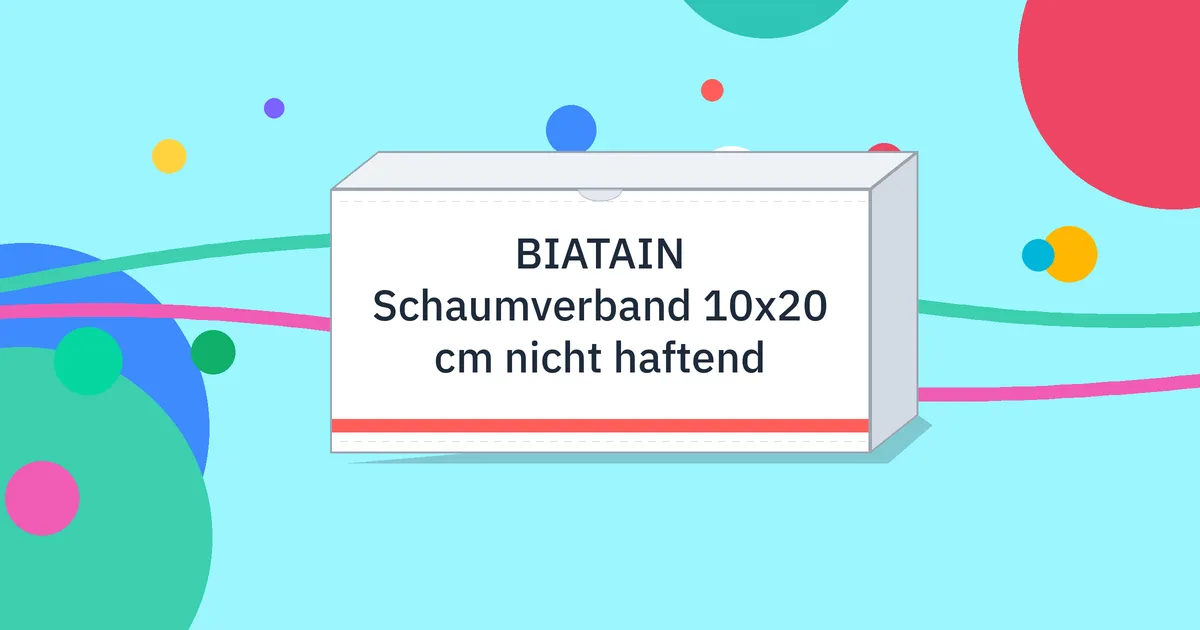 Symbolbild: Packung mit der Aufschrift BIATAIN Schaumverband 10x20 cm nicht haftend (PZN 18125305) – Verfügbarkeit und Bezug in Apotheken in Frankfurt am Main