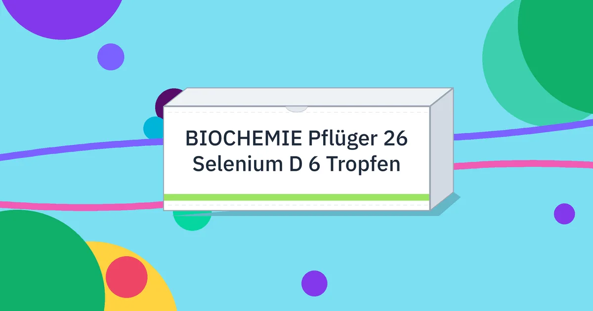 Symbolbild: Packung mit der Aufschrift BIOCHEMIE Pflüger 26 Selenium D 6 Tropfen (PZN 09298768) – Verfügbarkeit und Bezug in Apotheken in Frankfurt am Main