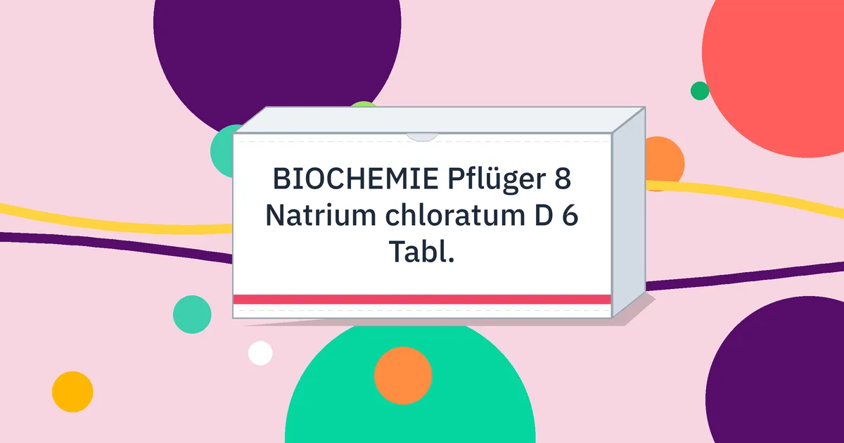 Symbolbild: Packung mit der Aufschrift BIOCHEMIE Pflüger 8 Natrium chloratum D 6 Tabl. (PZN 06319524) – Verfügbarkeit und Bezug in Apotheken in Frankfurt am Main