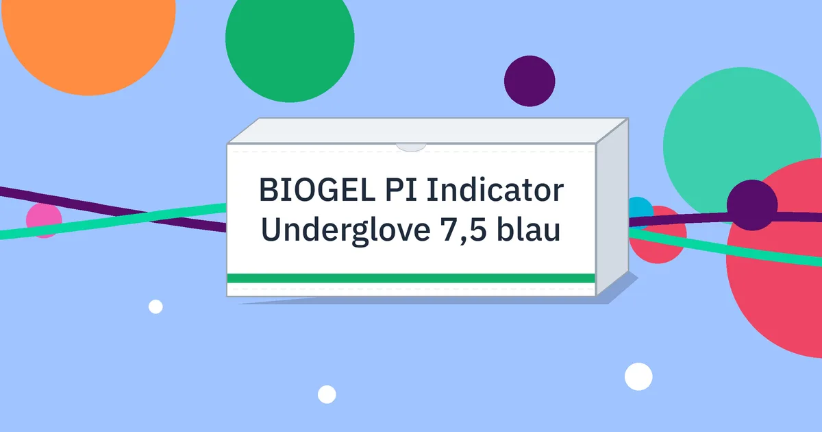 Symbolbild: Packung mit der Aufschrift BIOGEL PI Indicator Underglove 7,5 blau (PZN 04702087) – Verfügbarkeit und Bezug in Apotheken in Frankfurt am Main
