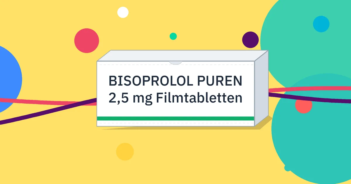 Symbolbild: Packung mit der Aufschrift BISOPROLOL PUREN 2,5 mg Filmtabletten (PZN 14043131) – Verfügbarkeit und Bezug in Apotheken in Frankfurt am Main