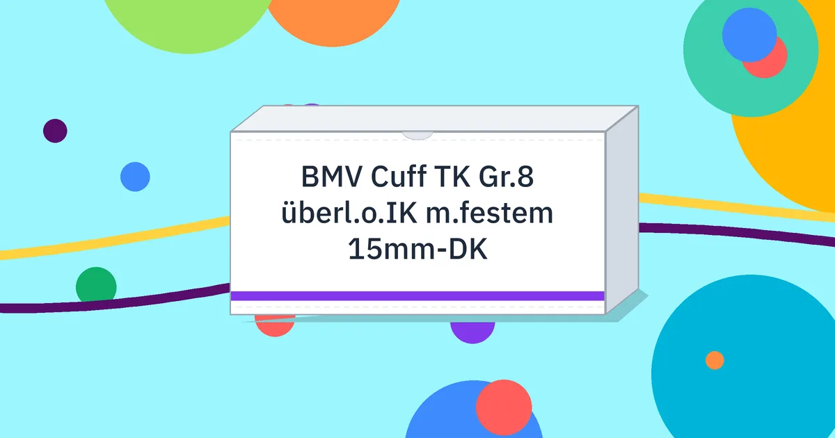 Symbolbild: Packung mit der Aufschrift BMV Cuff TK Gr.8 überl.o.IK m.festem 15mm-DK (PZN 18848624) – Verfügbarkeit und Bezug in Apotheken in Frankfurt am Main