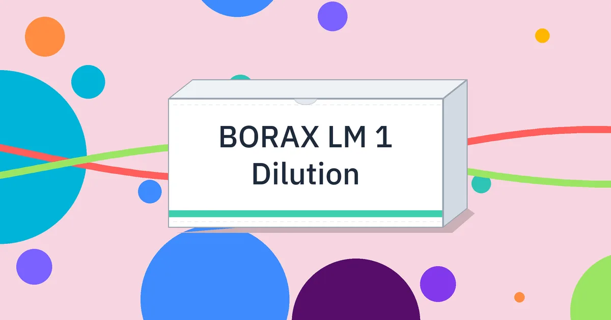 Symbolbild: Packung mit der Aufschrift BORAX LM 1 Dilution (PZN 12795996) – Verfügbarkeit und Bezug in Apotheken in Frankfurt am Main