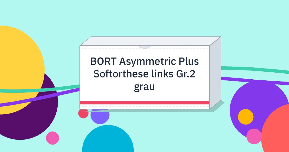 Symbolbild: Packung mit der Aufschrift BORT Asymmetric Plus Softorthese links Gr.2 grau (PZN 20105422) – Verfügbarkeit und Bezug in Apotheken in Frankfurt am Main