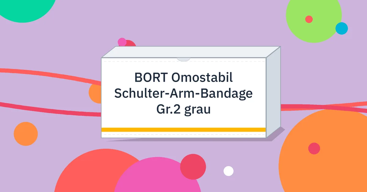 Symbolbild: Packung mit der Aufschrift BORT Omostabil Schulter-Arm-Bandage Gr.2 grau (PZN 20106700) – Verfügbarkeit und Bezug in Apotheken in Frankfurt am Main