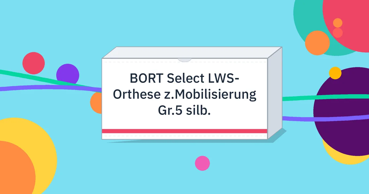 Symbolbild: Packung mit der Aufschrift BORT Select LWS-Orthese z.Mobilisierung Gr.5 silb. (PZN 13922698) – Verfügbarkeit und Bezug in Apotheken in Frankfurt am Main