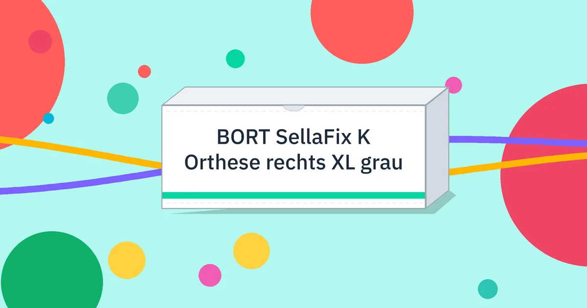 Symbolbild: Packung mit der Aufschrift BORT SellaFix K Orthese rechts XL grau (PZN 19644556) – Verfügbarkeit und Bezug in Apotheken in Frankfurt am Main