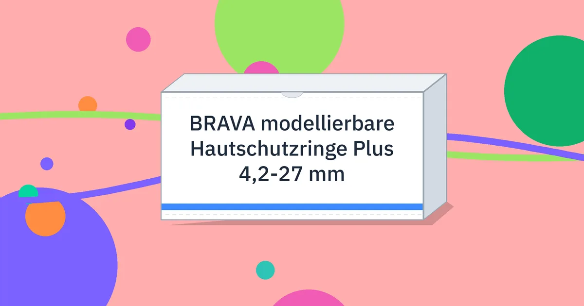 Symbolbild: Packung mit der Aufschrift BRAVA modellierbare Hautschutzringe Plus 4,2-27 mm (PZN 15567149) – Verfügbarkeit und Bezug in Apotheken in Frankfurt am Main