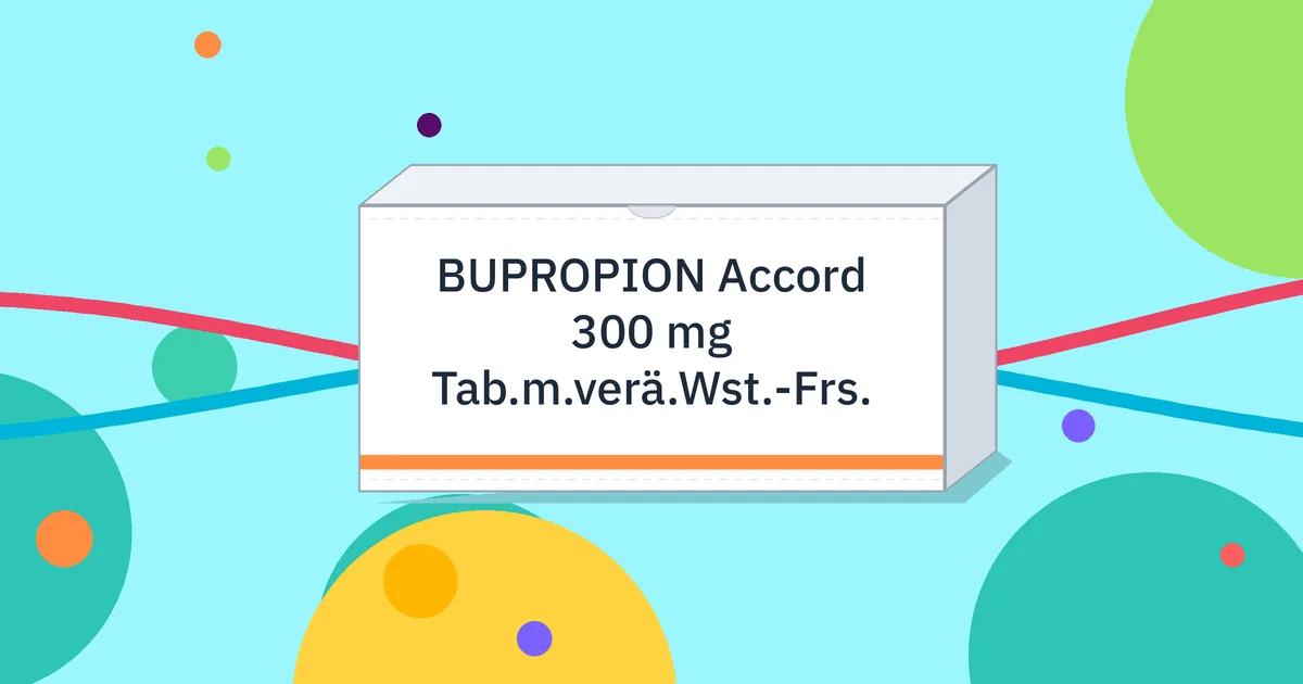 Symbolbild: Packung mit der Aufschrift BUPROPION Accord 300 mg Tab.m.verä.Wst.-Frs. (PZN 15883198) – Verfügbarkeit und Bezug in Apotheken in Frankfurt am Main