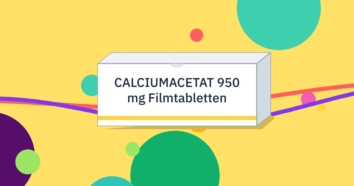 Symbolbild: Packung mit der Aufschrift CALCIUMACETAT 950 mg Filmtabletten (PZN 01586976) – Verfügbarkeit und Bezug in Apotheken in Frankfurt am Main