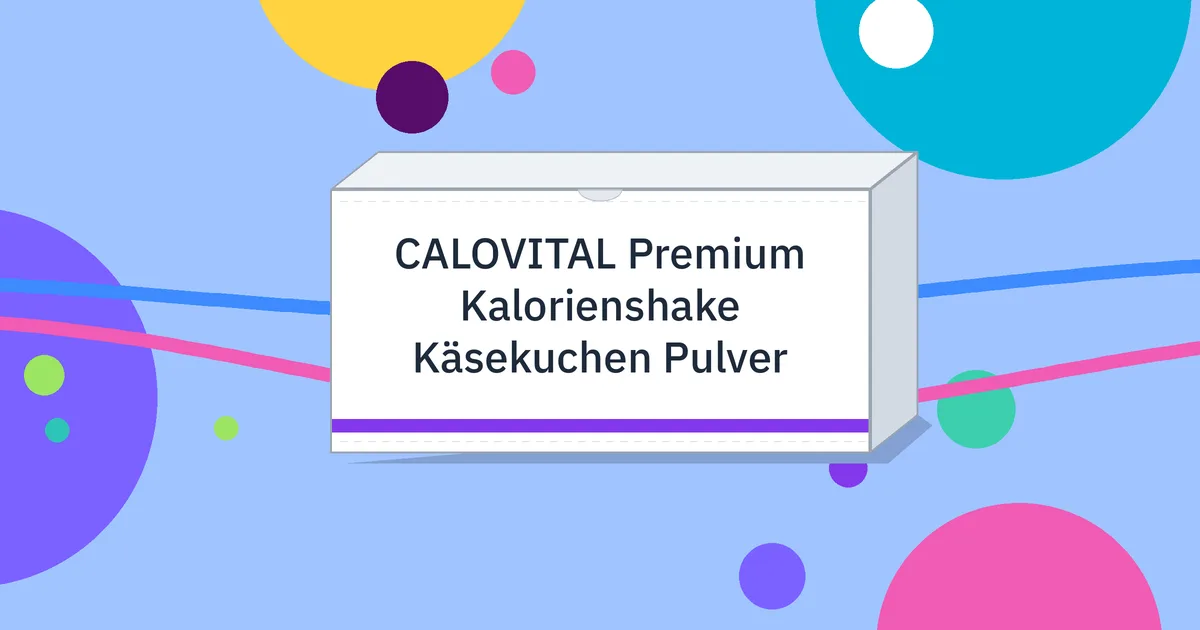 Symbolbild: Packung mit der Aufschrift CALOVITAL Premium Kalorienshake Käsekuchen Pulver (PZN 16061268) – Verfügbarkeit und Bezug in Apotheken in Frankfurt am Main