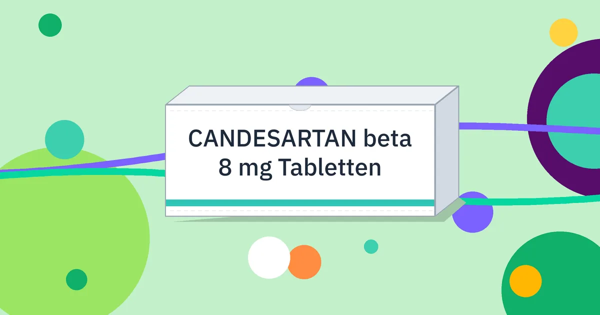 Symbolbild: Packung mit der Aufschrift CANDESARTAN beta 8 mg Tabletten (PZN 19211320) – Verfügbarkeit und Bezug in Apotheken in Frankfurt am Main