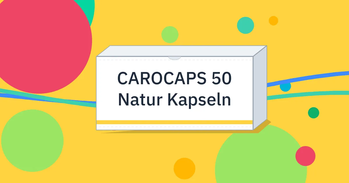 Symbolbild: Packung mit der Aufschrift CAROCAPS 50 Natur Kapseln (PZN 07727722) – Verfügbarkeit und Bezug in Apotheken in Frankfurt am Main