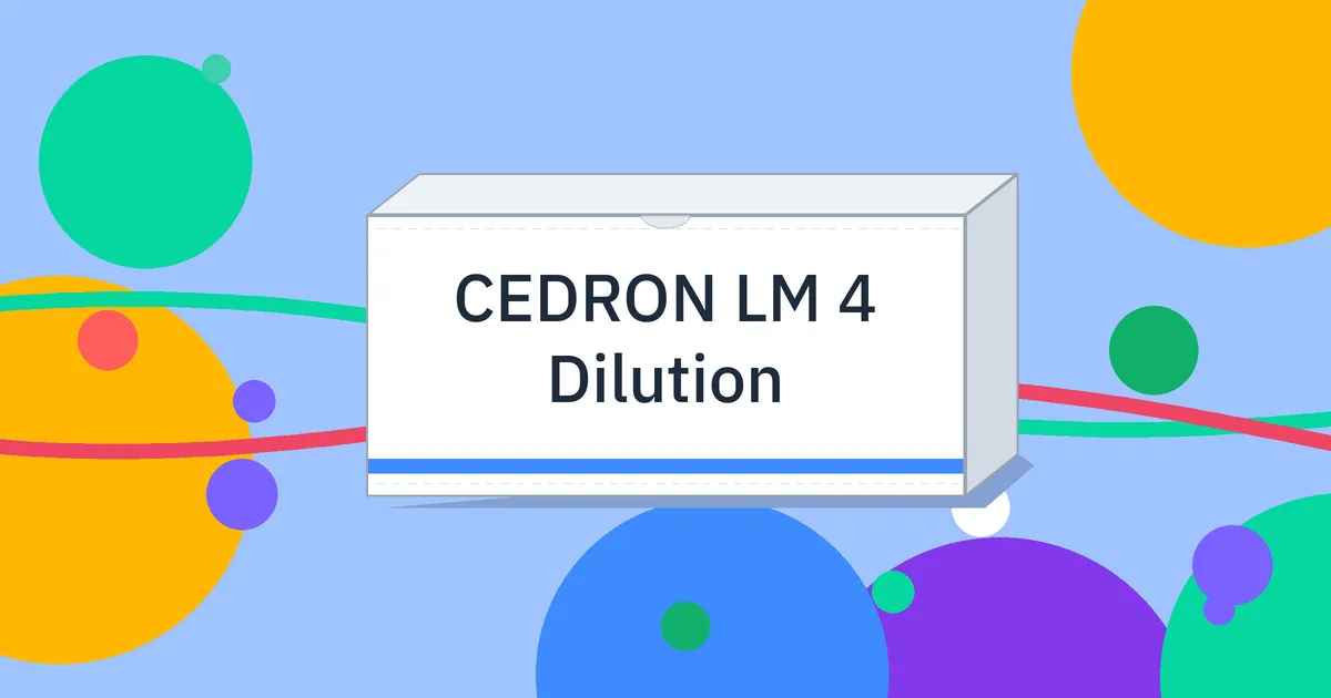 Symbolbild: Packung mit der Aufschrift CEDRON LM 4 Dilution (PZN 13435573) – Verfügbarkeit und Bezug in Apotheken in Frankfurt am Main
