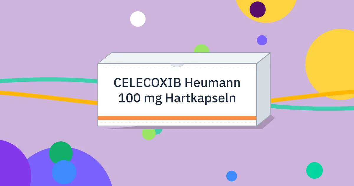 Symbolbild: Packung mit der Aufschrift CELECOXIB Heumann 100 mg Hartkapseln (PZN 10333932) – Verfügbarkeit und Bezug in Apotheken in Frankfurt am Main