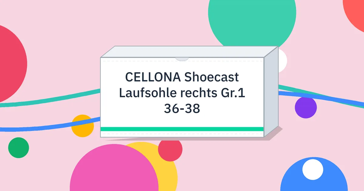 Symbolbild: Packung mit der Aufschrift CELLONA Shoecast Laufsohle rechts Gr.1 36-38 (PZN 03630322) – Verfügbarkeit und Bezug in Apotheken in Frankfurt am Main
