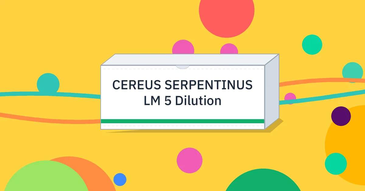 Symbolbild: Packung mit der Aufschrift CEREUS SERPENTINUS LM 5 Dilution (PZN 13437460) – Verfügbarkeit und Bezug in Apotheken in Frankfurt am Main