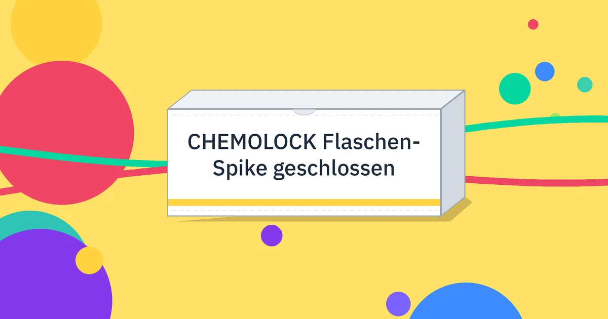 Symbolbild: Packung mit der Aufschrift CHEMOLOCK Flaschen-Spike geschlossen (PZN 18499081) – Verfügbarkeit und Bezug in Apotheken in Frankfurt am Main