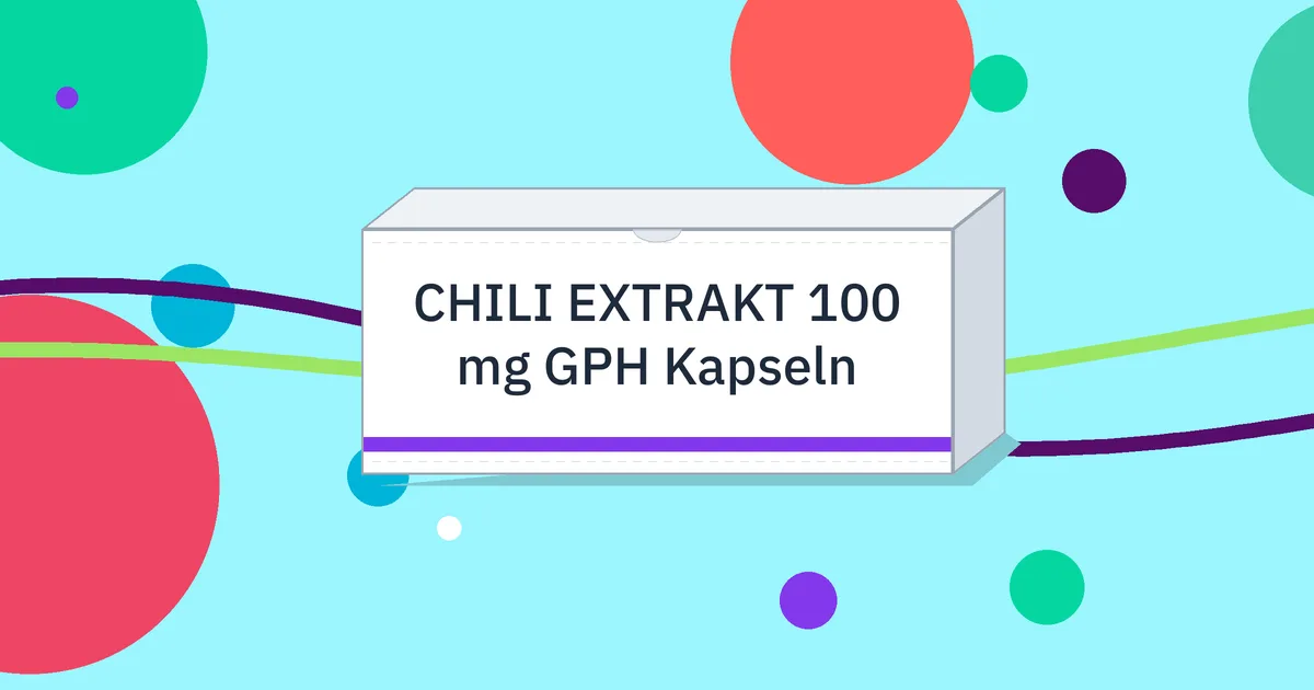Symbolbild: Packung mit der Aufschrift CHILI EXTRAKT 100 mg GPH Kapseln (PZN 06832411) – Verfügbarkeit und Bezug in Apotheken in Frankfurt am Main