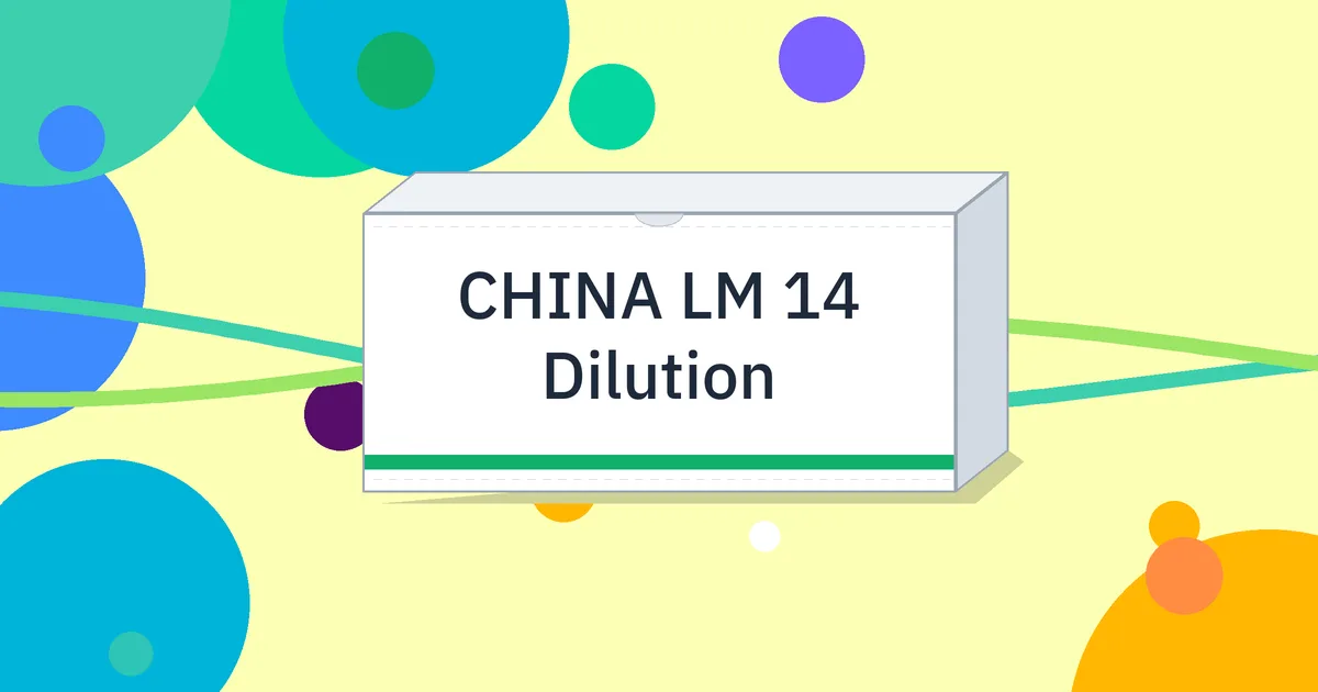 Symbolbild: Packung mit der Aufschrift CHINA LM 14 Dilution (PZN 12813820) – Verfügbarkeit und Bezug in Apotheken in Frankfurt am Main