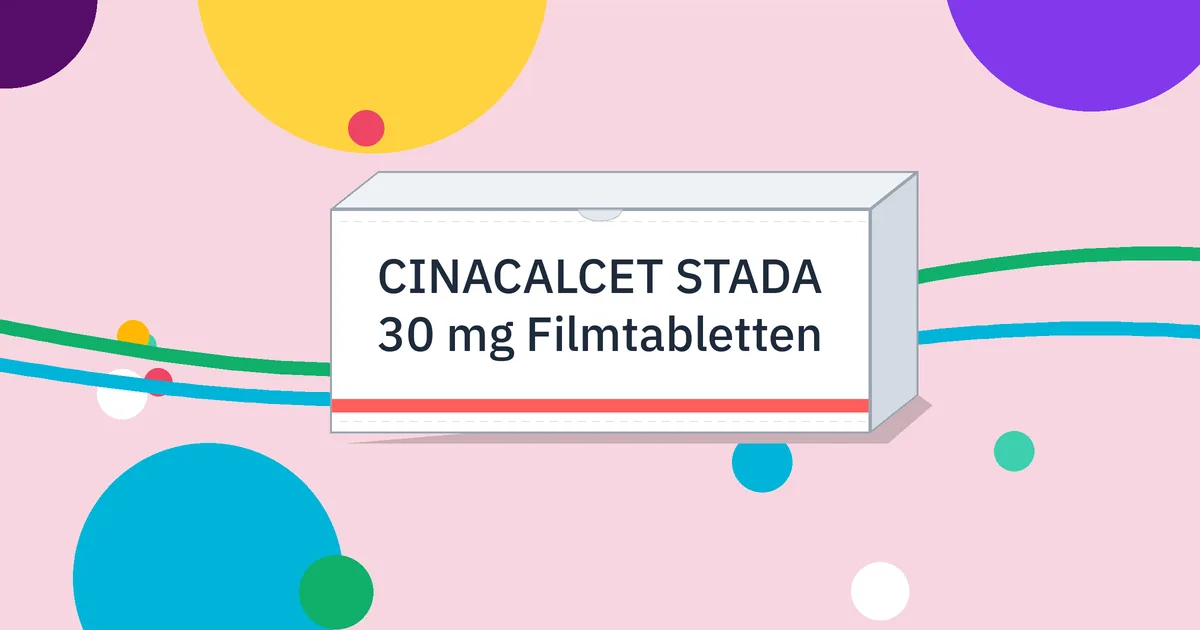 Symbolbild: Packung mit der Aufschrift CINACALCET STADA 30 mg Filmtabletten (PZN 16866196) – Verfügbarkeit und Bezug in Apotheken in Frankfurt am Main