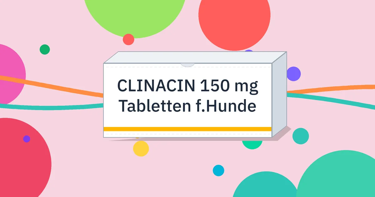 Symbolbild: Packung mit der Aufschrift CLINACIN 150 mg Tabletten f.Hunde (PZN 16138918) – Verfügbarkeit und Bezug in Apotheken in Frankfurt am Main